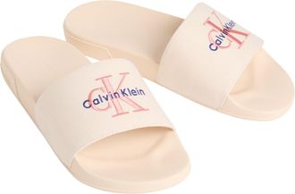 Calvin Klein Pantolette CALVIN KLEIN ESS SLIDE CV WN, Damen, Gr. 40, beige, Baumwolle, Textil, Basic, Schuhe Pantolette, Sommerschuh, Poolslides, Pantolette, Stran