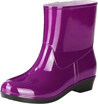 Generic Bottes de pluie en caoutchouc pour femme - Antid&eacute;rapantes et faciles &agrave; nettoyer - Doublure chaude - Confortable - Pour le travail de jardin - Style mu