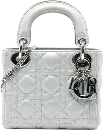 Dior Hobo Bags - Mini Iridescent Lambskin Cannage Lady Dior - Gr. unisize - in Silber - für Damen