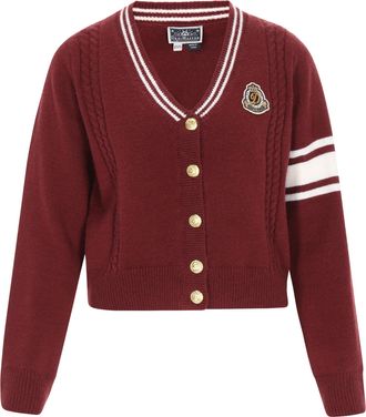 Dreimaster Dreimaster Strickjacke Frauen weinrot cremewei&szlig;