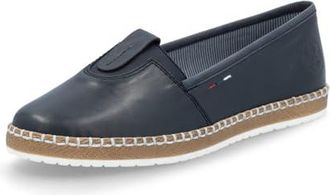 Rieker Femme Espadrilles M2261, Dame Chaussures Plates,Chaussures Basses,Chaussures dété,Slipper,tressés,maritimes,Bleu (Blau / 14),41 EU / 7.5 UK