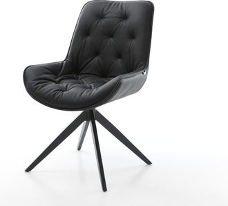 DELIFE Esszimmerstuhl Taimi-Flex Echt-Leder Schwarz Kreuzgestell breit Schwarz, Esszimmerst&uuml;hle