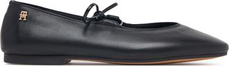 Tommy Hilfiger Ballerinas Tommy Hilfiger Lace-Up Leather Ballerina FW0FW09542 Schwarz