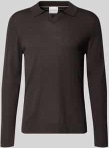 Roy Robson Strickpullover aus Schurwolle mit Polokragen und V-Ausschnitt