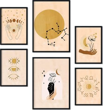 Nacnic Set von 6 mystischen Poster. Sammlung von Plakate mit Collage Ästhetik für Innendekoration. Größen A3 und A4. Rahmenlos