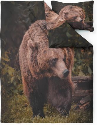 Generic B&auml;r Bettw&auml;sche 140x200 Tiere Bettw&auml;sche Set, 3D Bettbezug Set Weich Microfaser Bettbez&uuml;ge 3 Teilig B&auml;r Wendebettw&auml;sche f&uuml;r Kinder Erwachsene mit 2 Kis