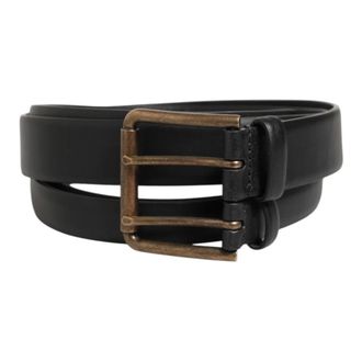 Dolce & Gabbana Doppelriemen-Lederg&uuml;rtel mit Messingschnalle - - Accessories - Herren - Schwarzk - ONE SIZE