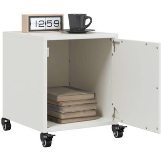 vidaXL Nachttische 2 Stk. Wei&szlig; 36x39x43,5 cm Stahl Vidaxl
