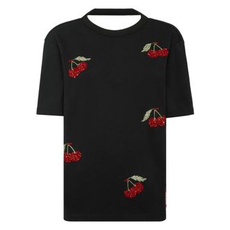 Philipp Plein Femme, Tops, Noir, Taille: 38 FR T-Shirt Fit Cherries