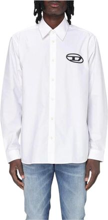 Diesel Homme, Chemises, Blanc, Taille: L Chemise Blanche Classique en Popeline avec Logo