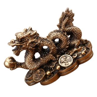 Angoily Kunstharz Feng Shui Drache mit M&uuml;nzverzierung Dekorative Drachenskulptur f&uuml;r Tisch 1 St&uuml;ck Langlebige Figur f&uuml;r Wohnambiente