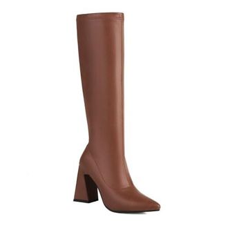 Generic Bottes fines et extensibles pour femme - Bout pointu - Talons &eacute;pais - &Agrave; enfiler - Pour lhiver, les mariages, les rendez-vous galants - Chaussures habi