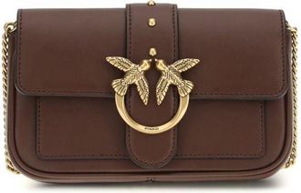 Pinko Schultertasche aus braunem Kalbsleder Bos Taurus