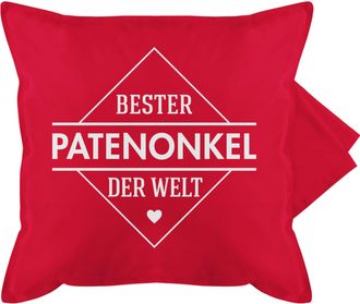 Shirtracer Kissenbezug - Kissen - Bester Patenonkel der Welt - 50 x 50 cm - Rot - Geschenk Geschenke f&uuml;r die Paten Pate grau Patenonkel+Geschenk Weihnachten an d