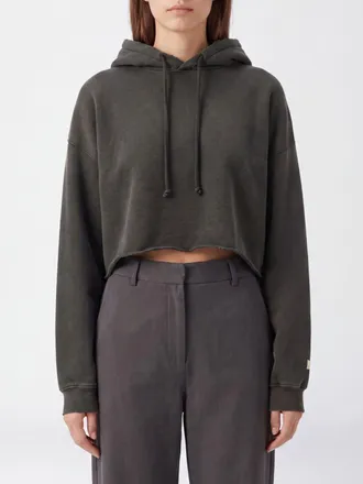 Golden Goose Sweat court &agrave; capuche en coton avec logo imprim&eacute; au dos