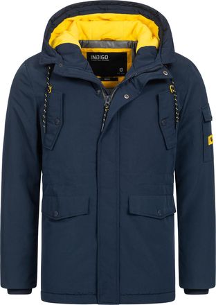 Indicode Herren Ocala Herrenmantel mit verdeckter Knopfleiste | Wintermantel f&uuml;r M&auml;nner Navy, XXL