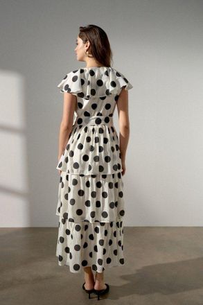 Next Midikleid Festliches Midikleid mit R&uuml;schen und V-Ausschnitt (1-tlg)