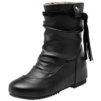 SJJH Bottines compens&eacute;es tendance pour femme, Noir, 39 EU