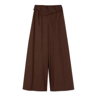 Oltre Hose mit weitem Bein und Bund in der Taille - - Trousers - Damen - Braun - S