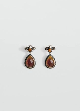 Mango Boucles doreilles pendantes cristaux argent - Femme - Taille unique - MANGO