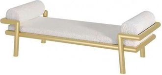 Generic Moderne Metall-Bettbank, Gepolsterte Schuhbank Aus Baumwollleinen for Den Eingangsbereich Mit Armlehnen for Wohnzimmer Und Schlafzimmer(White B,Width 