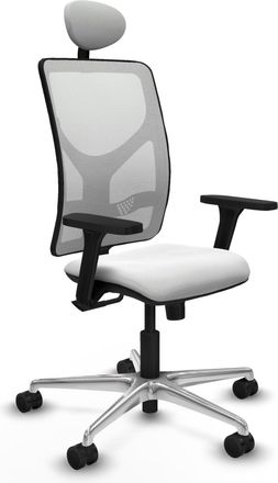Piqueras y Crespo Schreibtischstuhl mit wei&szlig;en Rollen, mit 3D-Armlehnen, h&ouml;henverstellbare Lendenwirbelst&uuml;tze und festes Kopfteil, ausgestattet mit 3 Positionen und Sch