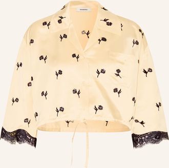 Sandro Sandro Satinbluse Mit Spitze Und 3/4-Arm gelb