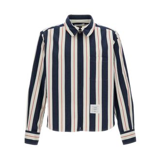 Thom Browne Homme, Chemises, Multicolore, Taille: XL Chemise Seersucker Ray&eacute;e