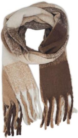 styleBREAKER Écharpe en tissu pour femme à motif à carreaux | Longue écharpe avec glands épais et longs | Écharpe tricotée dhiver douce en matière chaude type étol