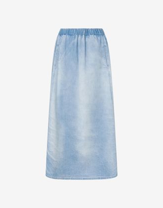Moschino Jupe en denim de coton l&eacute;ger - Bleu