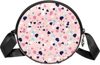 Generic Sac &agrave; bandouli&egrave;re Circle pour femme, petit sac &agrave; bandouli&egrave;re rose avec fermeture &eacute;clair, bretelles r&eacute;glables, sac &agrave; main rond d&eacute;contract&eacute; pour femmes 