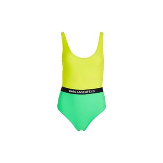 Karl Lagerfeld Colour Block Badeanzug - - Swimwear - Damen - Gr&uuml;n - XS