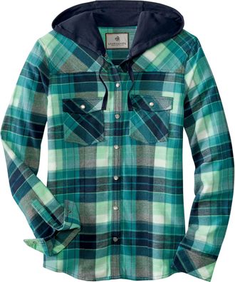 Legendary Whitetails Damen Lumber Jane Flanellhemd mit Kapuze Hemd mit Button-Down-Kragen, Frozen River Plaid, Mittel