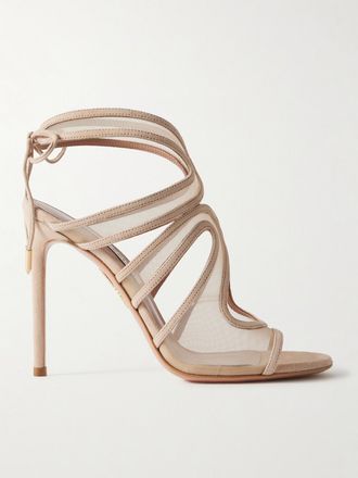 Aquazzura Sandales En Daim &Agrave; Finitions En R&eacute;sille Spirit 105 - Neutres