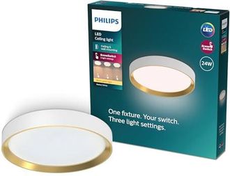 Philips Hanno SceneSwitch LED Deckenleuchte, rund, 24 W, 2700 Lumen, 2700 K, weiß, IP20, warmweißes Licht, 3 Lichteinstellungen