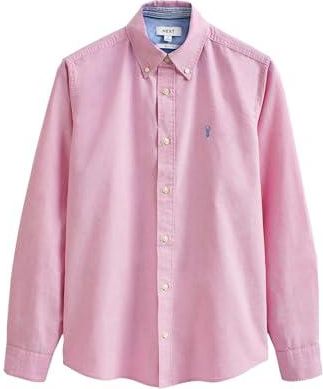 Next Homme Chemise Oxford Coupe Slim à Manches Longues Rose 3XL