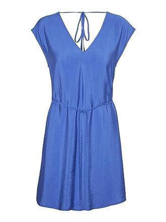 Vero Moda Vmiris S/L V-Neck WVN Noos Robe Courte, Bleu Dazzling, XL Femme