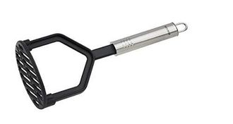 Fackelmann Fackelmann Kartoffelstampfer 25 cm OVALGRIFF, Kartoffelpresse f&uuml;r beschichtete Pfannen und T&ouml;pfe, K&uuml;chenhelfer aus hochwertigem Edelstahl und Kunststo