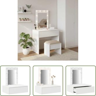 vidaXL Schminktisch mit Spiegel - Schminktisch mit Schubladen Wei&szlig; 60 x 40 x 70 cm Holzwerkstoff