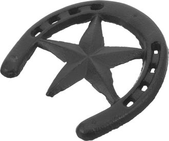 Cabilock Hufeisen Wanddekoration Gusseisen Metall Vintage Wandkunst F&uuml;r Garten Balkon Wohnzimmer Mit Stern Dekor