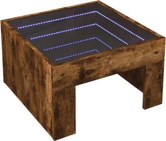 Generic Couchtisch mit Infinity-LED, Beistelltisch, Wohnzimmertisch, Kaffeetisch, Stubentisch, Sofatisch Modern f&uuml;r Wohnzimmer/B&uuml;ro(Grau Sonoma 70x50x30 cm) (