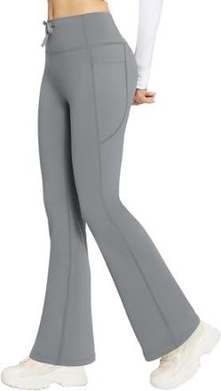 Baleaf Pantalons Thermiques Femme Yoga Bootcut Leggings Taille Haute avec Poches Foder&eacute;s en Polaire Pantalons Thermiques dHiver Leggings de Sport Fitness Cas