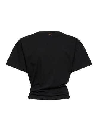 Paco Rabanne Womens Black Cropped T-Shirt With Piercing Detail Cotton T-Shirts & Jerseys