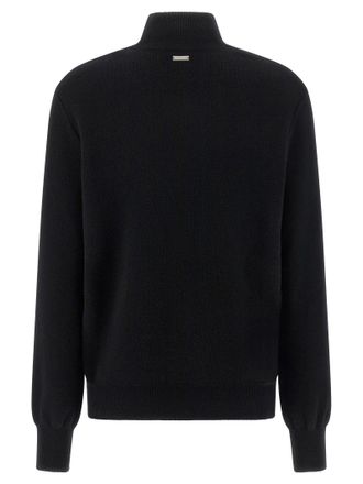 Ferragamo Ruffled Floral Insert Sweater - black