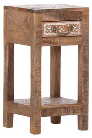 Landscape Beistelltisch, Mehrfarbig, Natur, Metall, Akazie, Mangoholz, massiv, 1 Schubladen, eckig, 30x60x30 cm, Stauraum, Wohnzimmer, Wohnzimmertische, Beistel