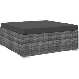 vidaXL Modular-Fu&szlig;hocker 1 Stk. + Auflagen Poly Rattan Grau Vidaxl