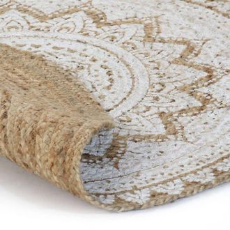 vidaXL Teppich Jute Geflochten Bedruckt 240 cm Rund - Vidaxl