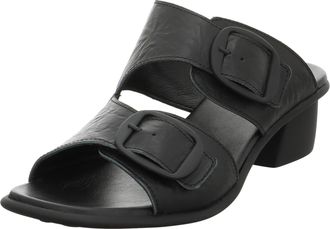 Think Damen VIVI chromfrei gegerbte nachhaltige Sandale, SCHWARZ 0000