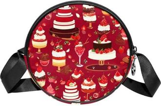 Generic Petit sac &agrave; bandouli&egrave;re circulaire pour femme, petit sac &agrave; bandouli&egrave;re avec fermeture &eacute;clair, bretelles r&eacute;glables, sac &agrave; main rond d&eacute;contract&eacute; pour fe