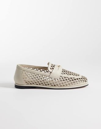 Tommy Hilfiger Loafer in Beige mit Lasercut und M&uuml;nzdetail-Neutral